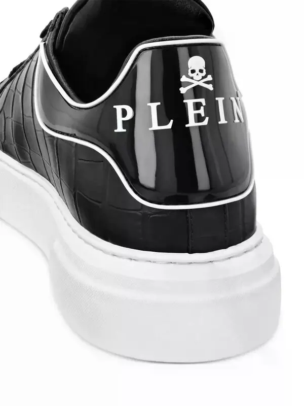 Philipp Plein Crocco Big Bang Runner Sneakers - Black