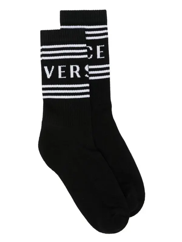 Versace Logo Ankle Socks - Black