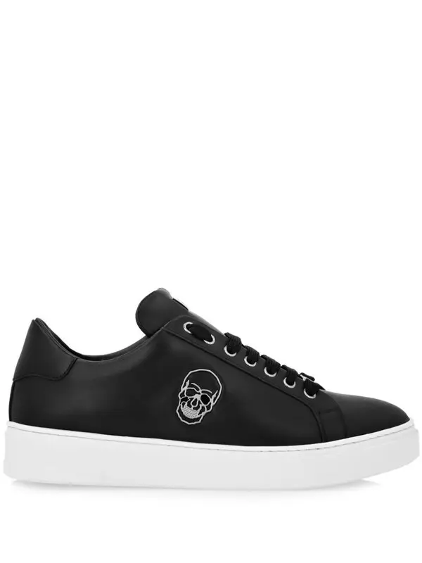 Philipp Plein Skull-appliqué Leather Sneakers - Black