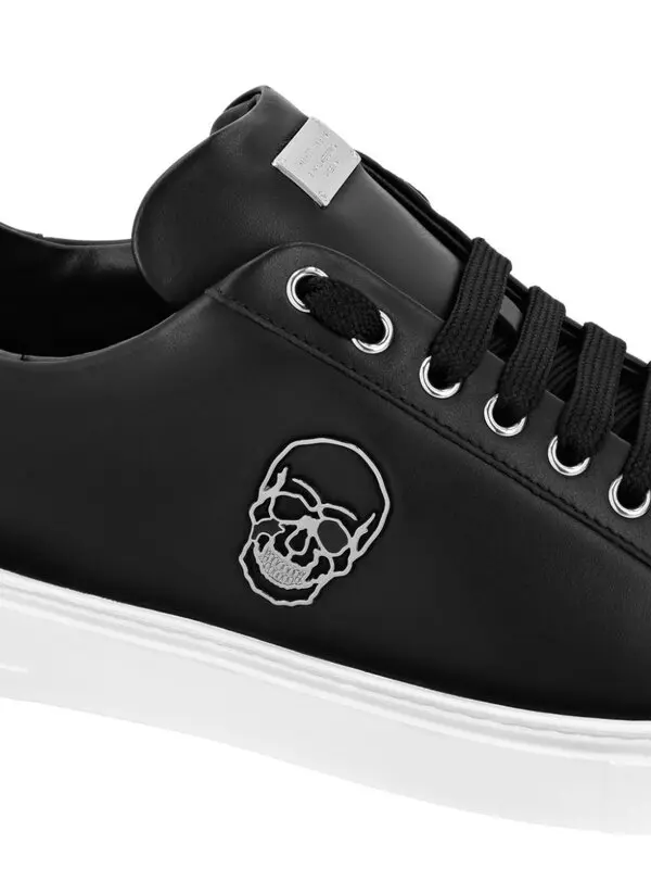 Philipp Plein Skull-appliqué Leather Sneakers - Black