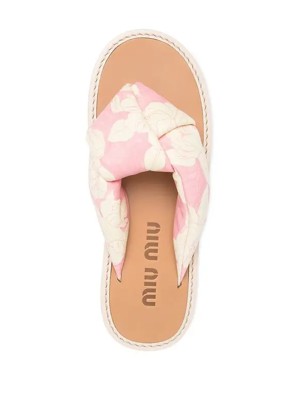 Miu Miu Floral-print Slip-on Sandals