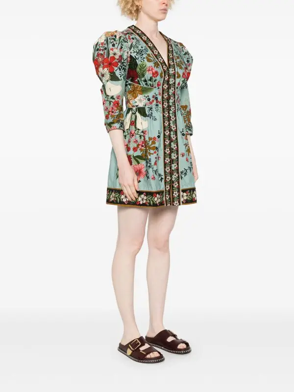 knee length dresses for ladies Pink Beauty Bouquet Puff Sleeve Mini Dress  FARM Rio