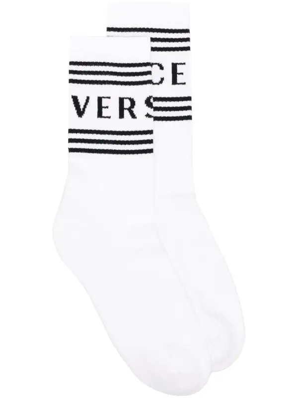 Versace 90s Vintage Logo Socks - White