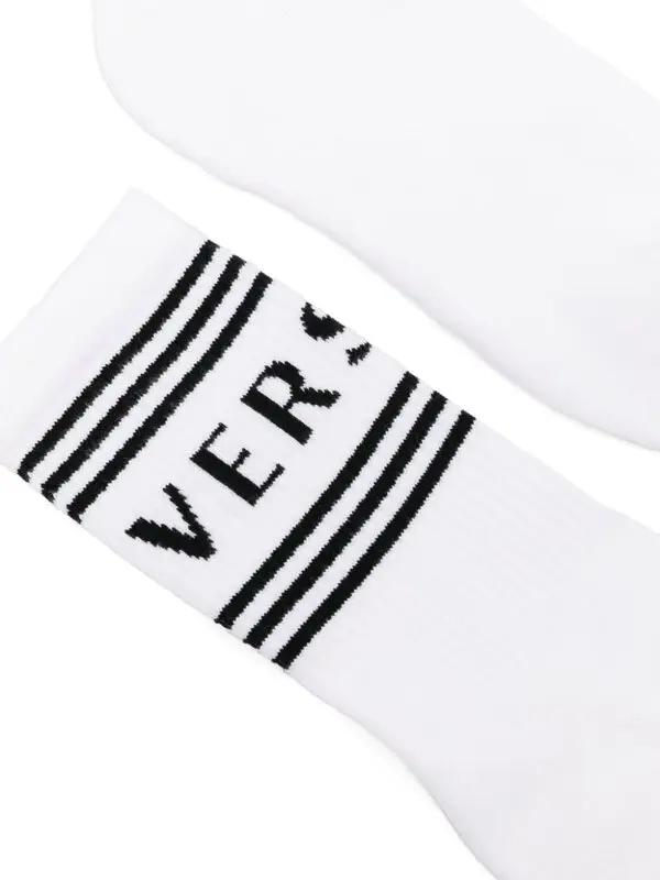Versace 90s Vintage Logo Socks - White