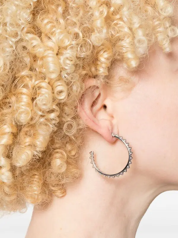 Eddie Borgo Pavé Pyramid Hoop Earrings - Silver