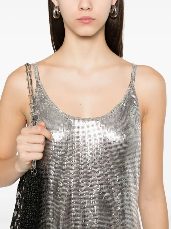 Rabanne Mesh Tank Top - Silver
