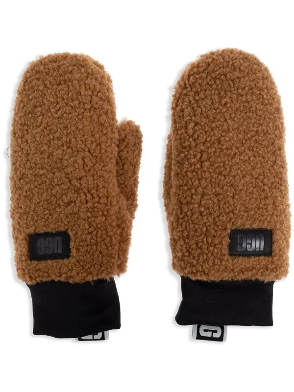 UGG Logo-tape Mittens - Brown