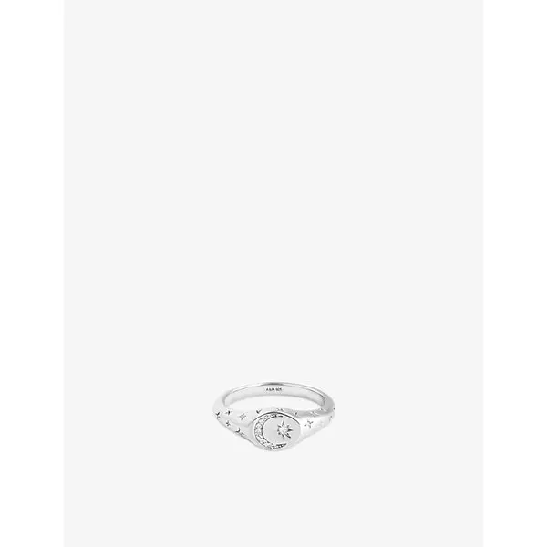 ASTRID & MIYU Cosmic Signet Ring - Rhodiumplatedsilver