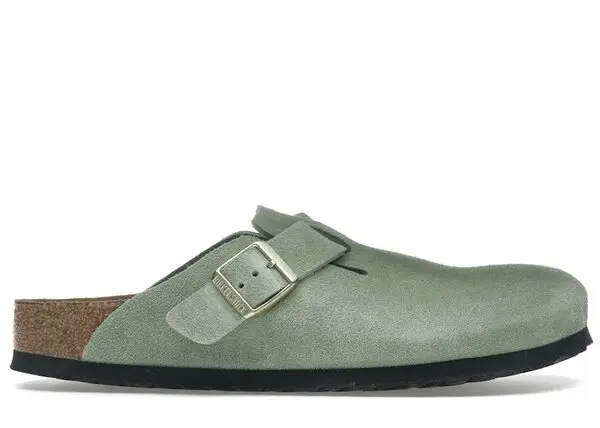 BIRKENSTOCK Boston Soft Footbed Suede Clogs - Green Tea