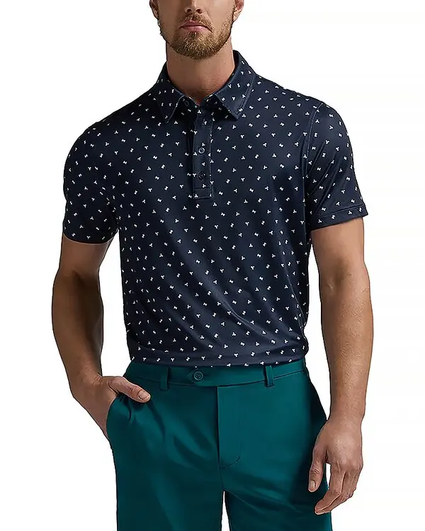G/fore Geometric Floral Tech Jersey Polo Shirt