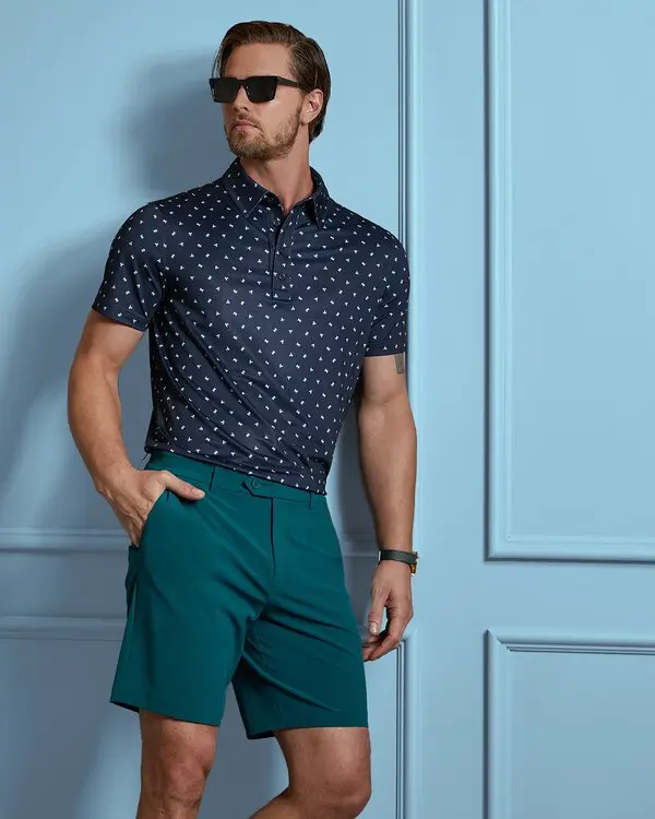 G/fore Geometric Floral Tech Jersey Polo Shirt
