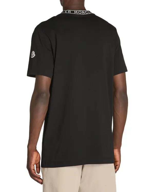 Moncler Mock Collar Logo Short Sleeve Tee - Black