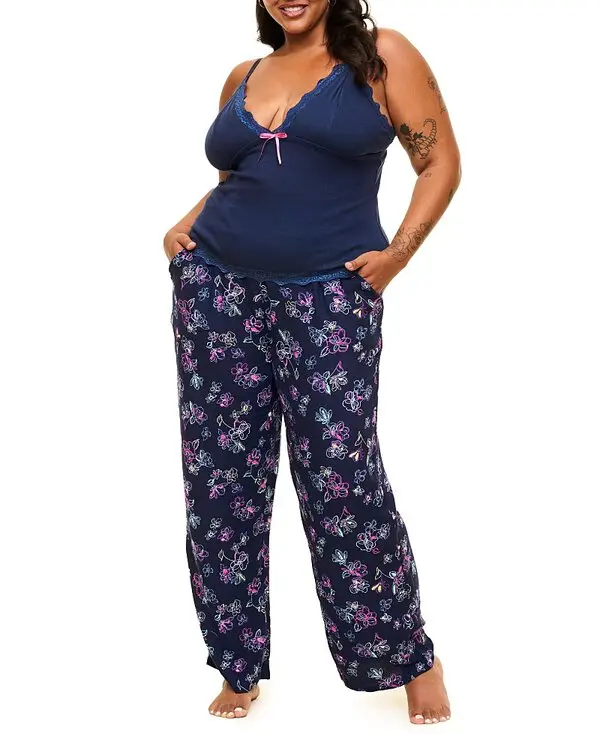 ADORE ME Bryony Plus-size Pajama Cami & Pants Set - Floral Blue