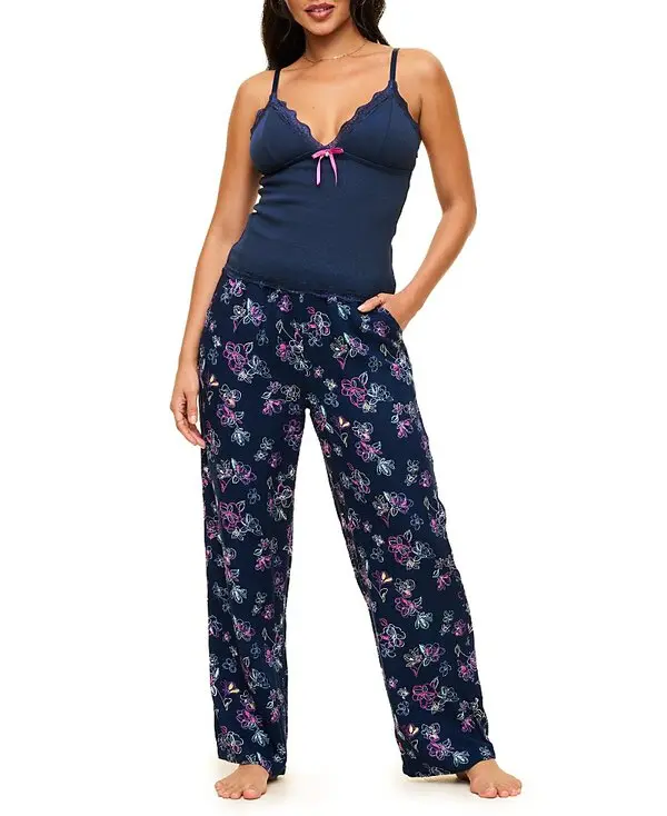 ADORE ME Bryony Pajama Cami & Pants Set - Floral Blue