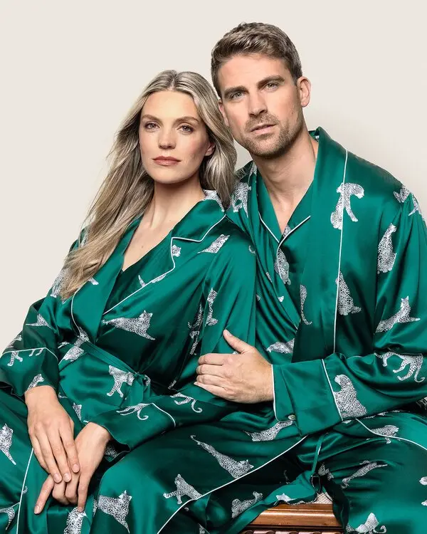 PETITE PLUME Mulberry Silk Panthere De Nuit Robe - Green