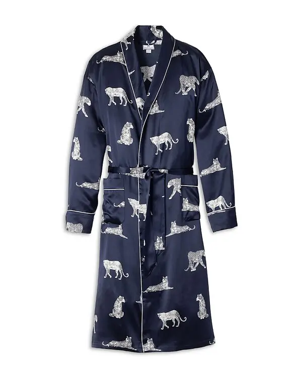 PETITE PLUME Mulberry Silk Panthere De Nuit Robe - Navy