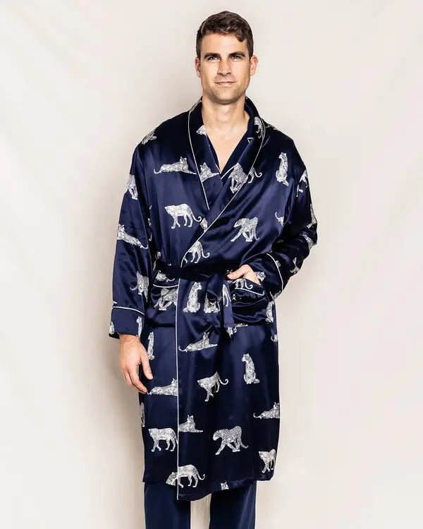 PETITE PLUME Mulberry Silk Panthere De Nuit Robe - Navy