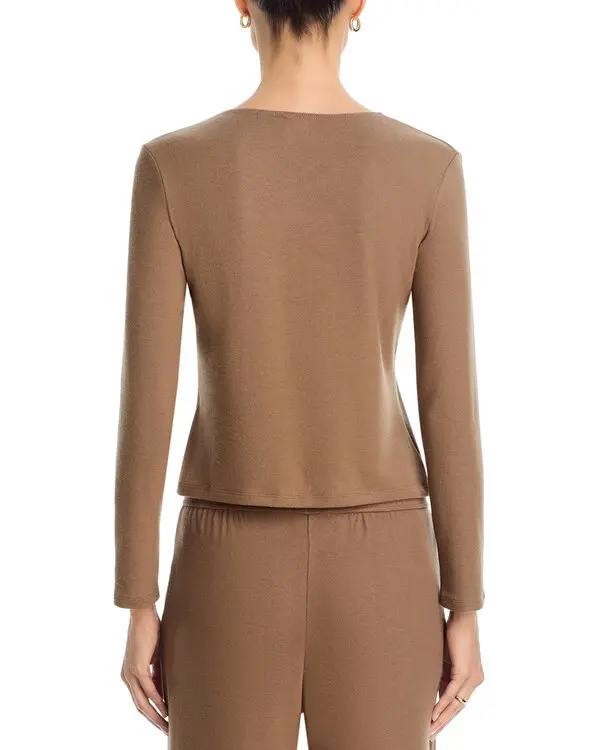LESET Lauren Crewneck Cardigan Sweater - Walnut