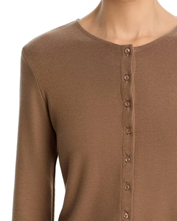 LESET Lauren Crewneck Cardigan Sweater - Walnut