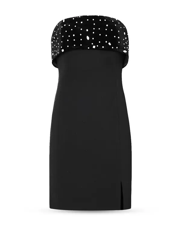 MILLY Indy Velvet Embellished Mini Dress - Black/silver