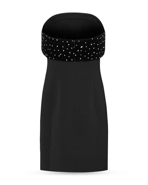 MILLY Indy Velvet Embellished Mini Dress - Black/silver