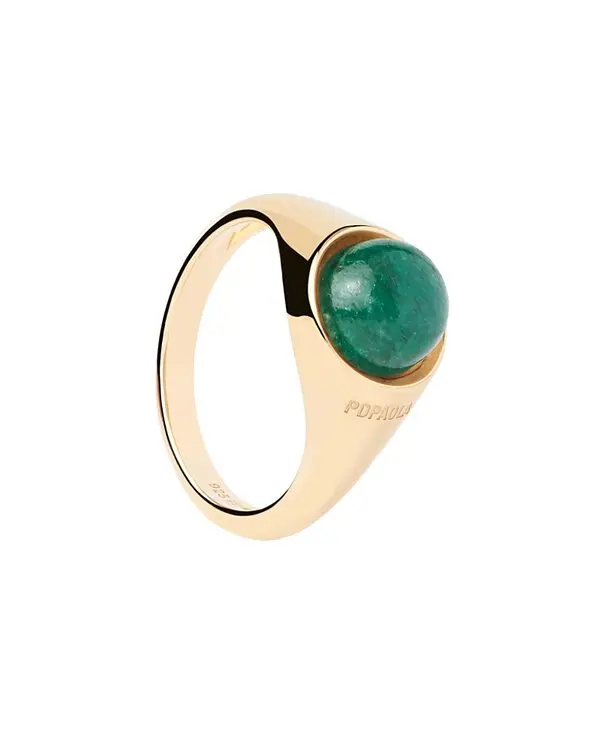 PDPAOLA Aventurine Gemstone Ring - Green/gold