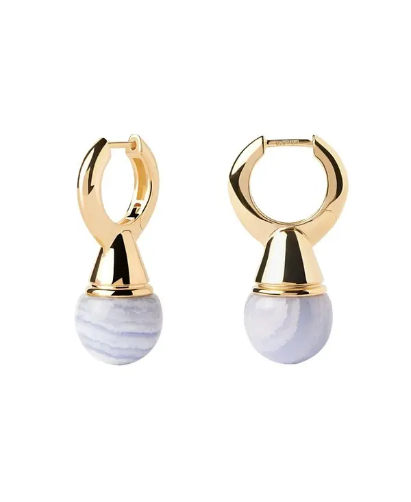 PDPAOLA Agate Riviera Hoop Earrings - Blue/gold