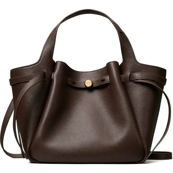 Tory Burch Small Romy Leather Tote - Deep Brown