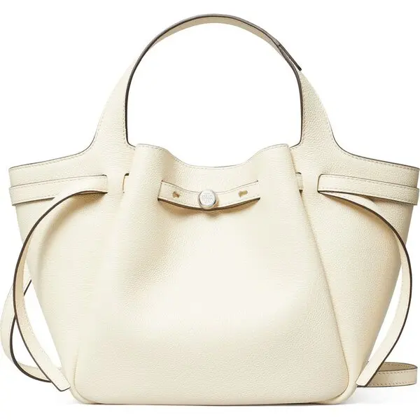 Tory Burch Small Romy Leather Tote - Light Cream