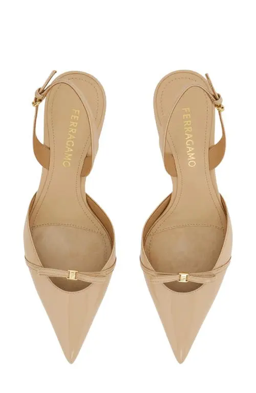 FERRAGAMO Gylla Slingback Pumps - Beige