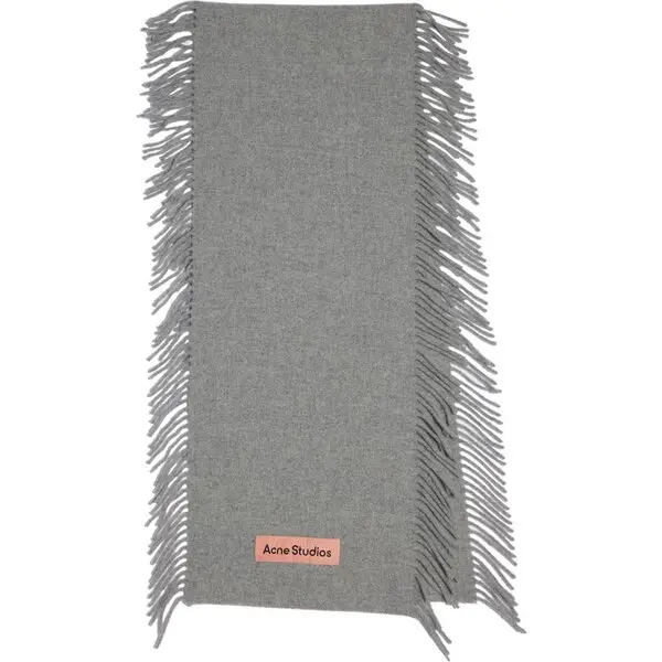 Acne Studios Canada Wool Fringe Scarf - Light Grey Melange
