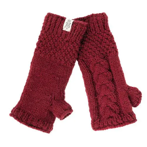 NIRVANNA DESIGNS Cable Handwarmers - Burgundy