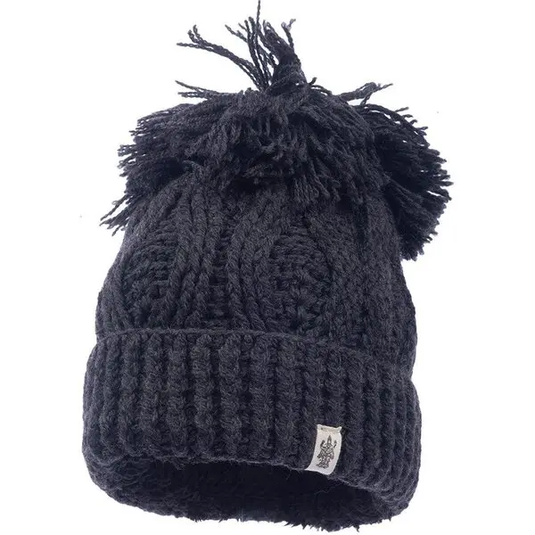 NIRVANNA DESIGNS Big Pom Rib Fold Beanie - Charcoal