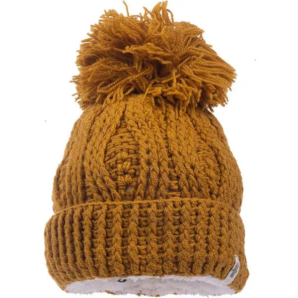 NIRVANNA DESIGNS Big Pom Rib Fold Beanie - Honey