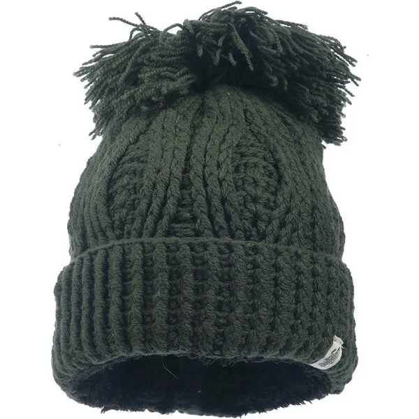 NIRVANNA DESIGNS Big Pom Rib Fold Beanie - Olive