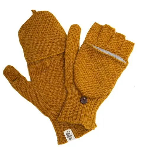 NIRVANNA DESIGNS Bryant Fingerless Gloves With Flap - Honey