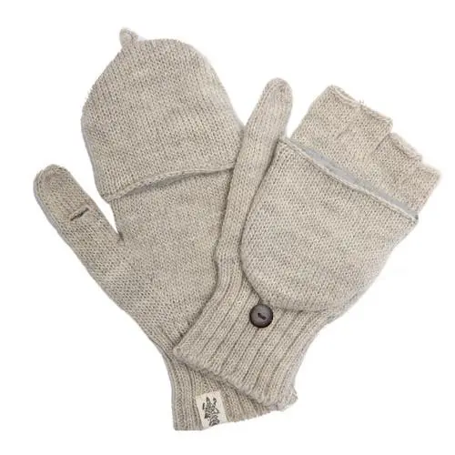 NIRVANNA DESIGNS Bryant Fingerless Gloves With Flap - Linen