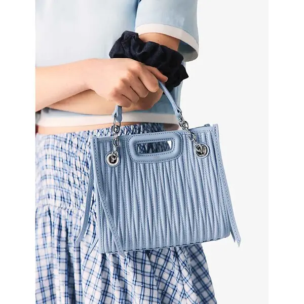 Maje Mini Leather Shoulder Bag - Blue Sky