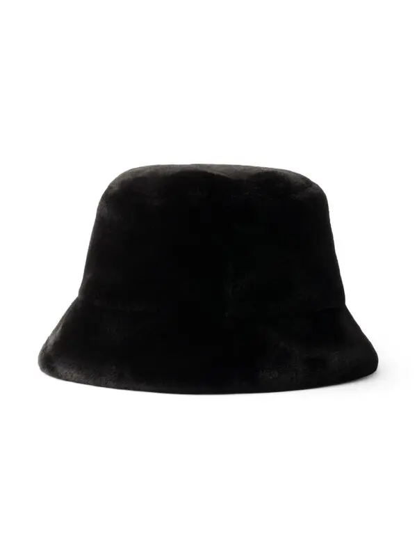 Prada Enamel Triangle-logo Bucket Hat - Black