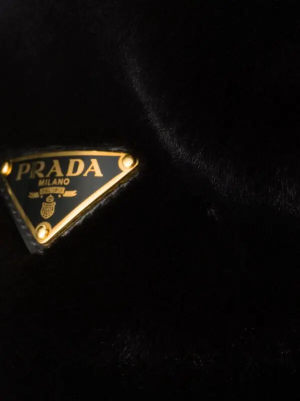 Prada Enamel Triangle-logo Bucket Hat - Black