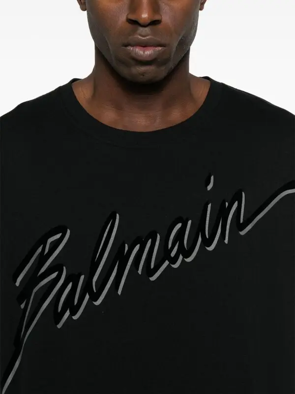 Balmain Flocked-logo T-shirt