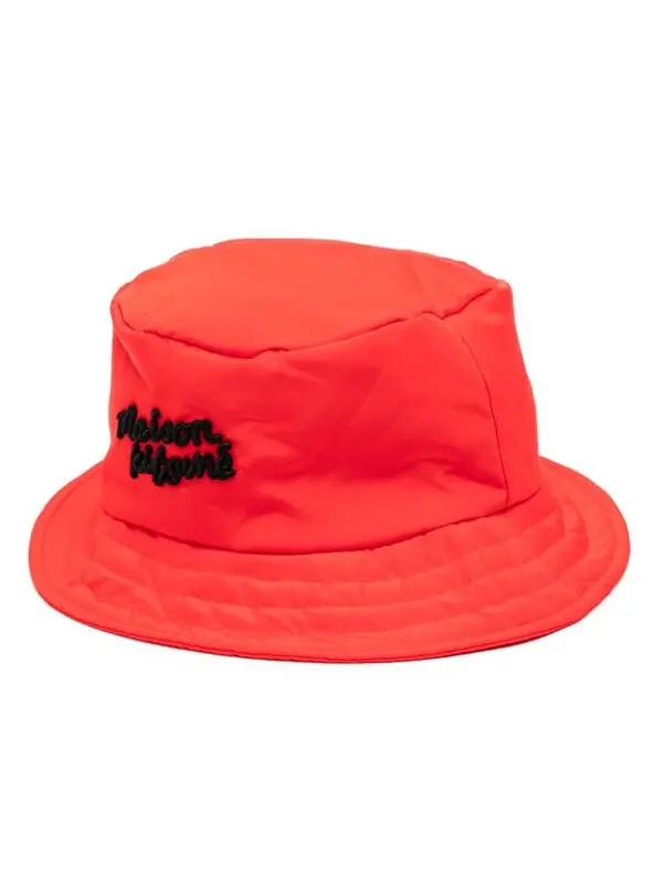Maison Kitsuné Logo-embroidered Bucket Hat - Red