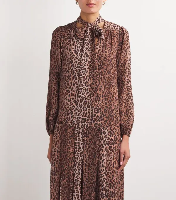 Rixo Silk Moss Pussybow Blouse