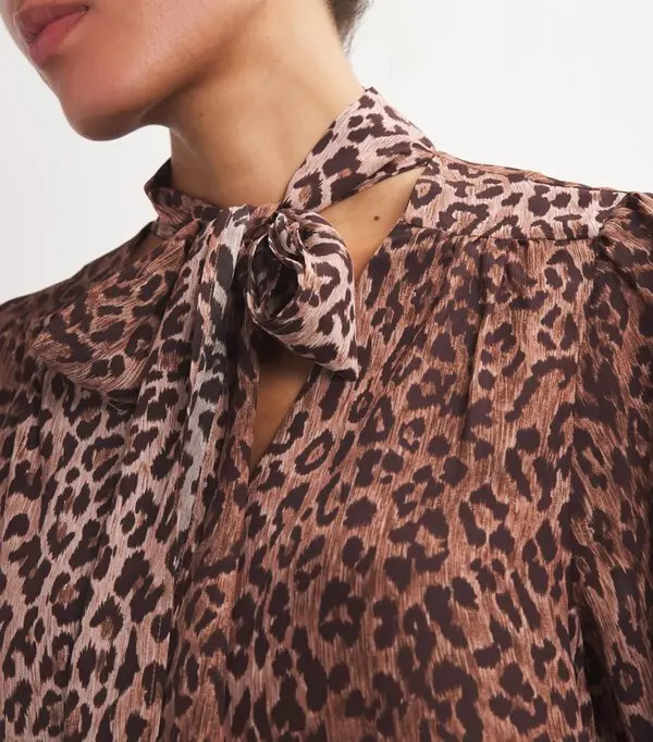 Rixo Silk Moss Pussybow Blouse