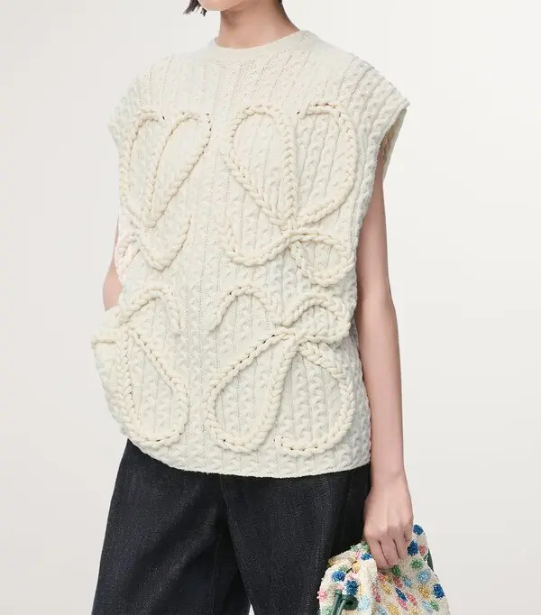 Loewe Wool Cable-knit Anagram Sweater Vest
