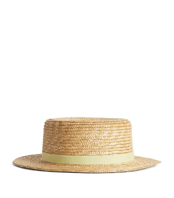 BONITA Ribbon-trim Boater Hat - Beige