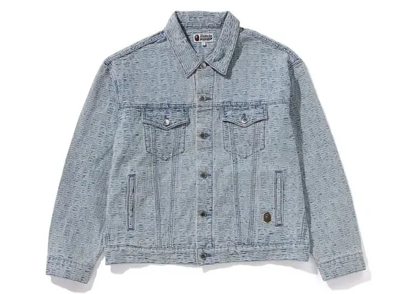 A BATHING APE Jacquard Denim Trucker Jacket - Light Indigo
