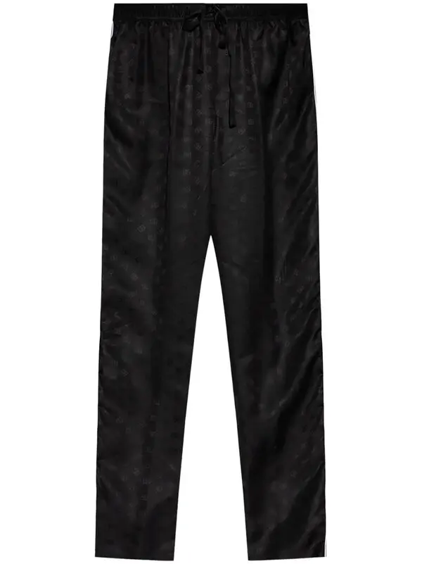Dolce & Gabbana Logo-jacquard Silk Trousers - Black