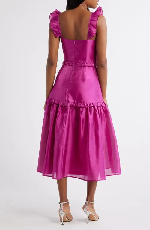 strapless open back dress Lulus Bryson Ruffled Embroidered Sequin Maxi Dress In Ivory/Pink  Infinity  Raine