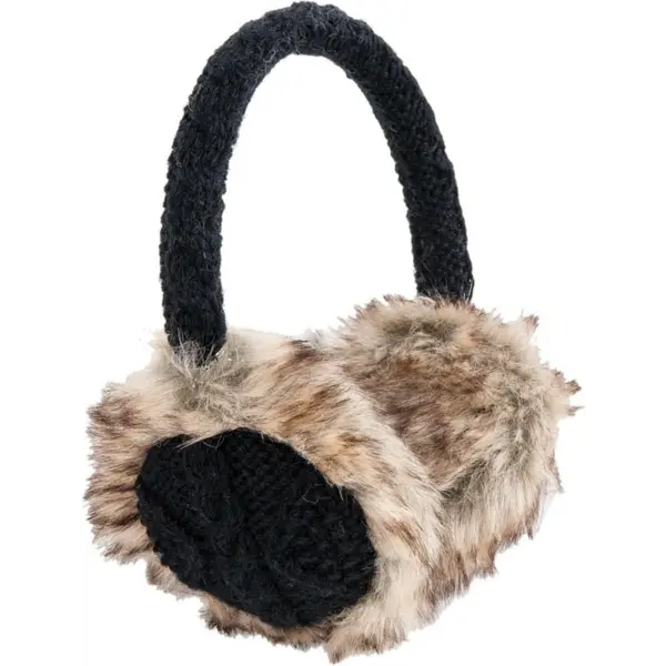 NIRVANNA DESIGNS Cable Knit Adjustable Earmuffs With Faux Fur - Black